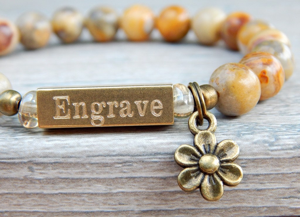 Nature Jewelry Engraved Bracelet Engraved Jewelry | Etsy