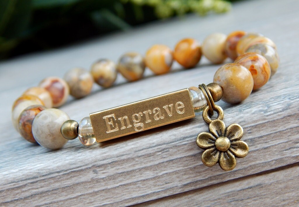 Nature Jewelry Engraved Bracelet Engraved Jewelry | Etsy