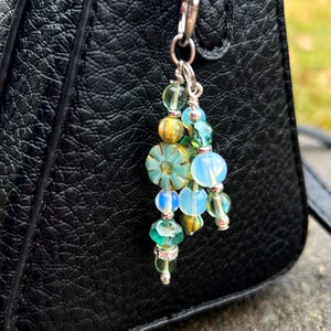 Gemstone Purse Charm - Beaded Bag Charm, Artisan Charm Clips, Beaded ...