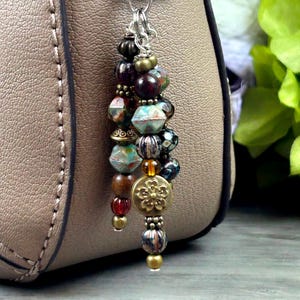 Handmade Beaded Bag Charm: Vintage Style Purse Accessory With Embossed ...