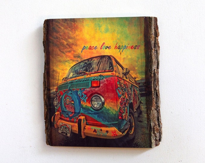 Rustic Wooden Plaque: Peace Love Happiness - Decorative, Inspirational ...