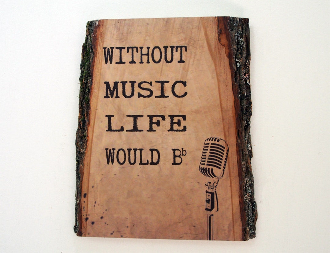 Without Music Life Would Be Flat - Wood Sign With Saying - Rustic Wood ...