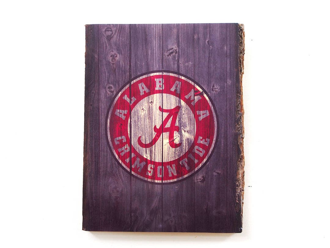 Alabama Crimson Tide Live Edge Wooden Plaque - College Football Team on ...