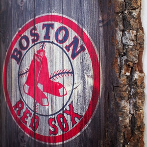 Boston Red Sox Handmade Wood Sign Rustic Wooden Plaque With Boston Red ...
