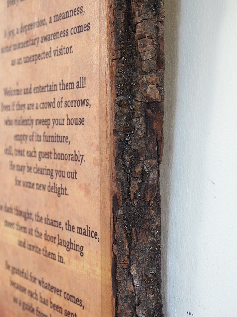 The Guest House Poem on Rustic Wood Plaque Rumi Poetry Print | Etsy