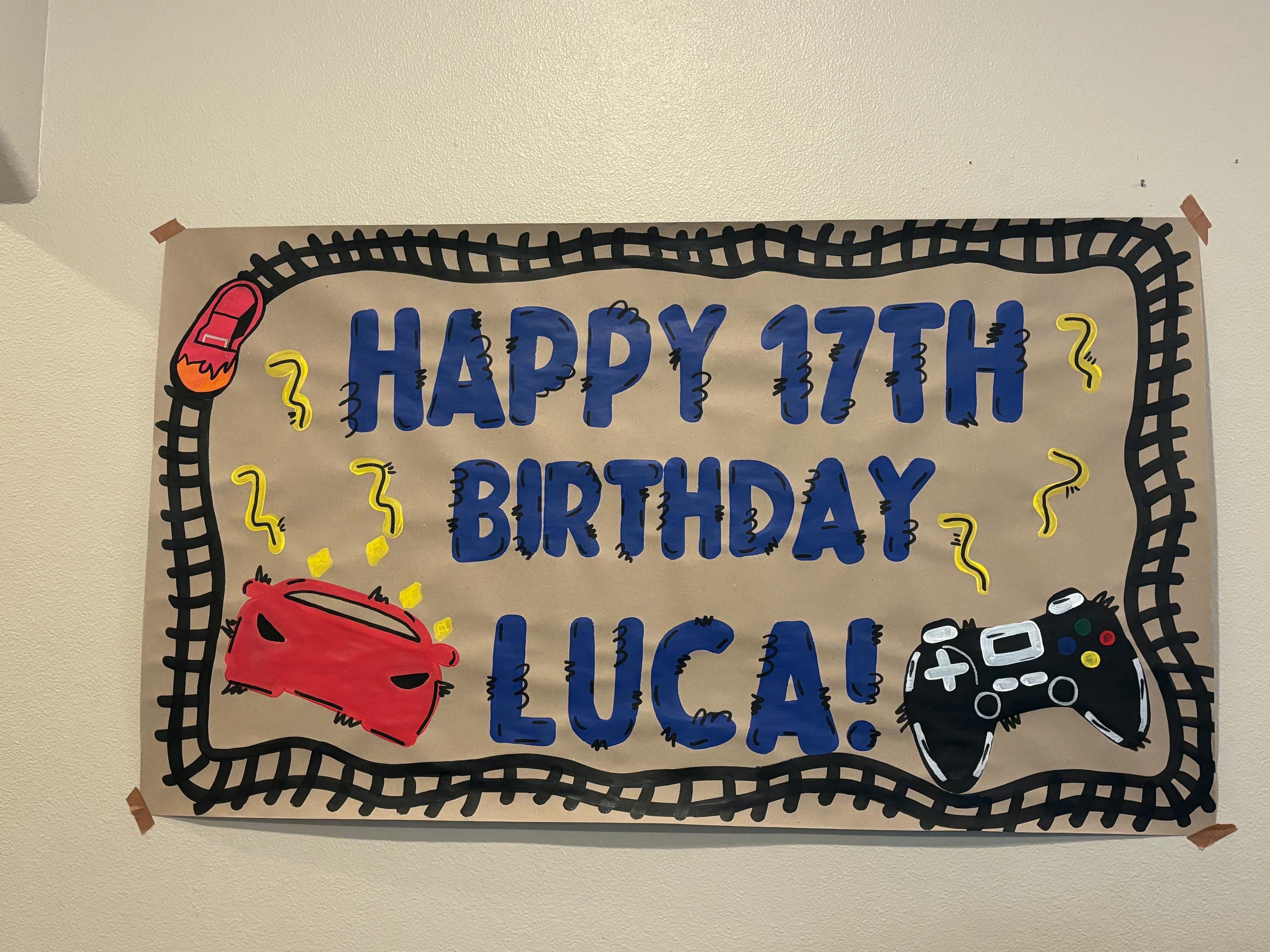 Boys Birthday Banner, Boys Birthday Banner Painted, Boys Birthday Gift ...