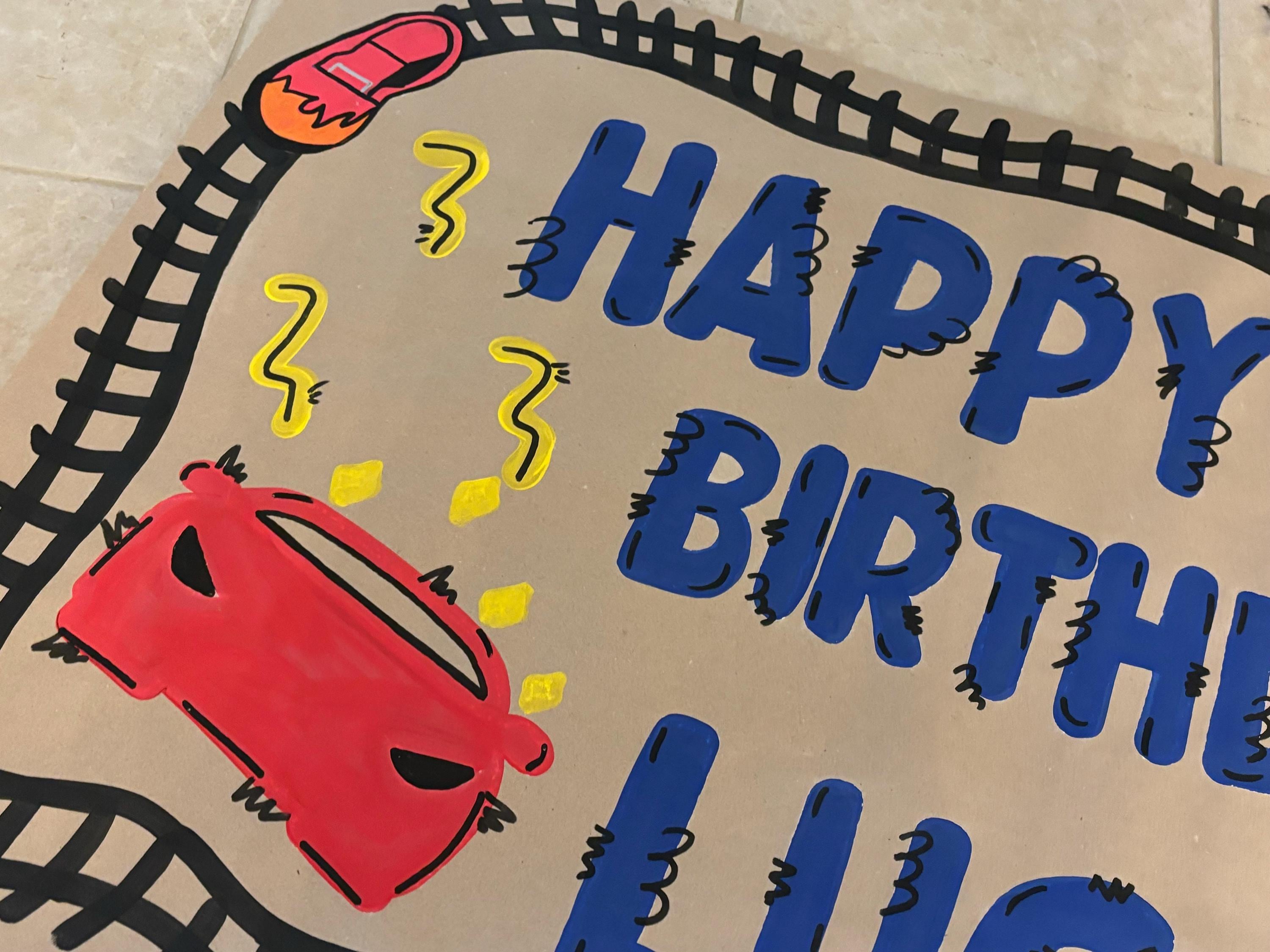 Boys Birthday Banner, Boys Birthday Banner Painted, Boys Birthday Gift ...