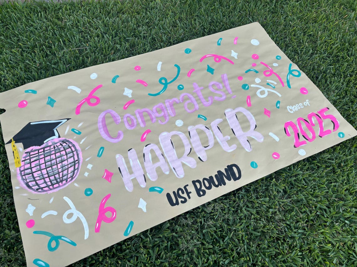 Graduation Party, Graduation Banner, Birthday Banner, Kraft Paper ...