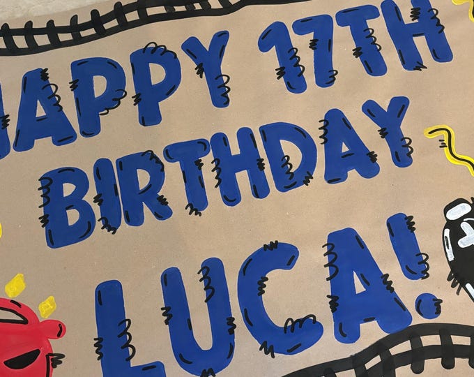 Boys Birthday Banner, Boys Birthday Banner Painted, Boys Birthday Gift ...