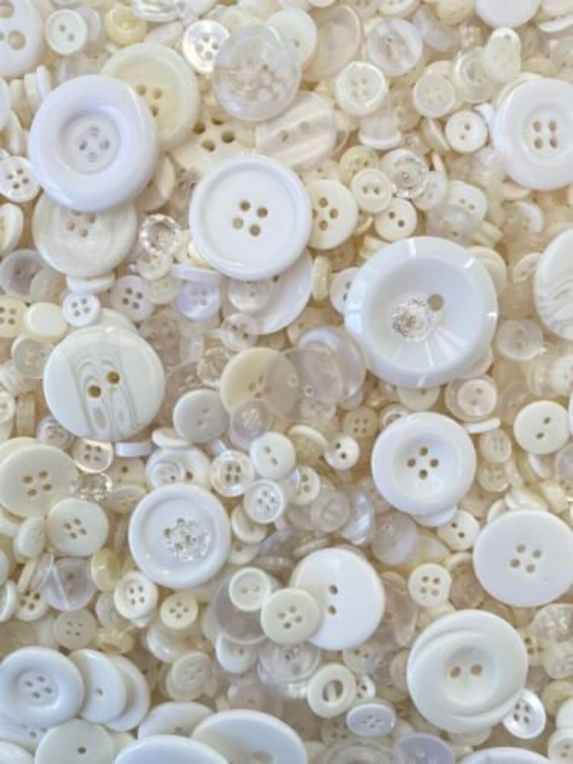 100g White Buttons, Many Shapes, Sizes, Colours, Styles and Designs in ...