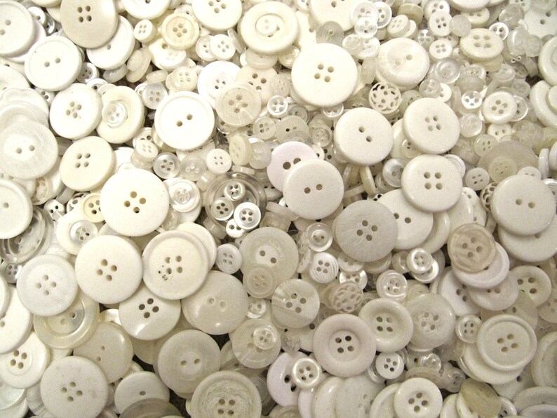100g White Buttons Many Shapes Sizes Colours Styles and - Etsy