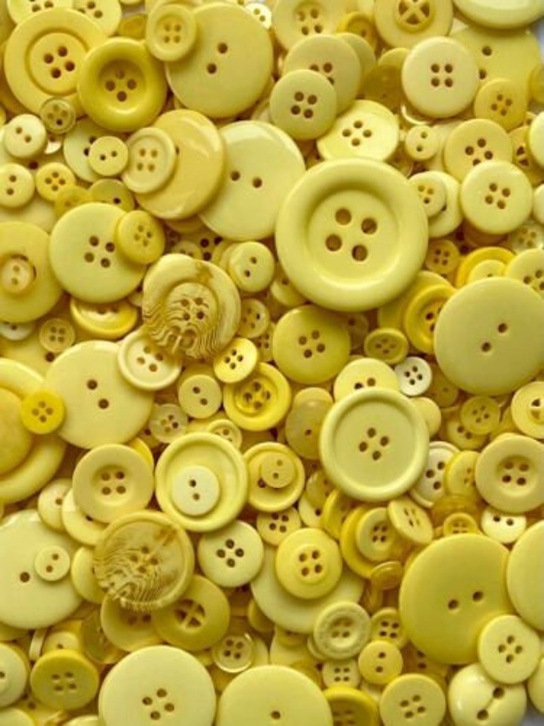 100g Yellow Buttons, Many Shapes, Sizes, Colours, Styles and Designs in ...