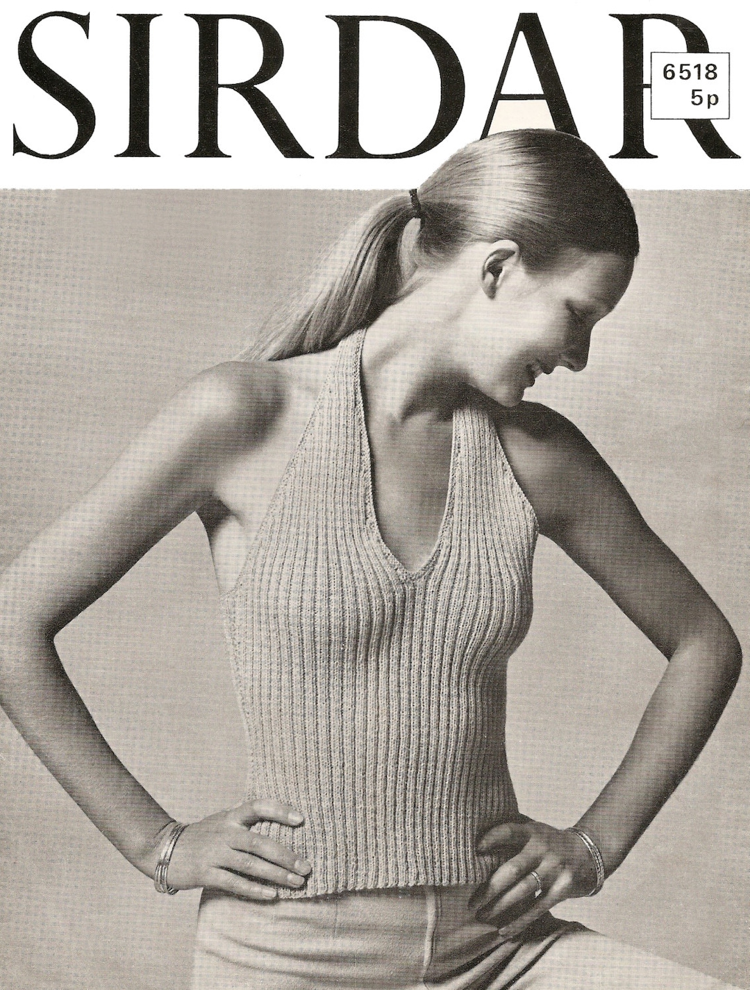 PDF Ladies 70's Halter Neck Top, Knitting Pattern,4 Ply, 81-97cm or 32 ...