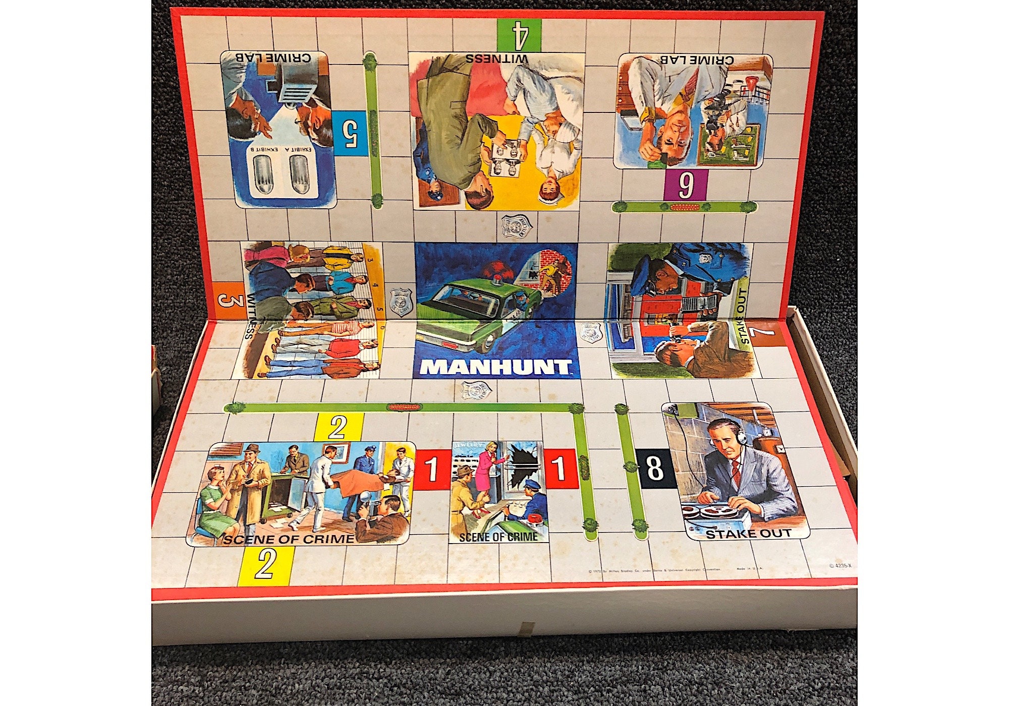 Milton Bradley Manhunt Electric Computer Detective Board Game From 1972 ...