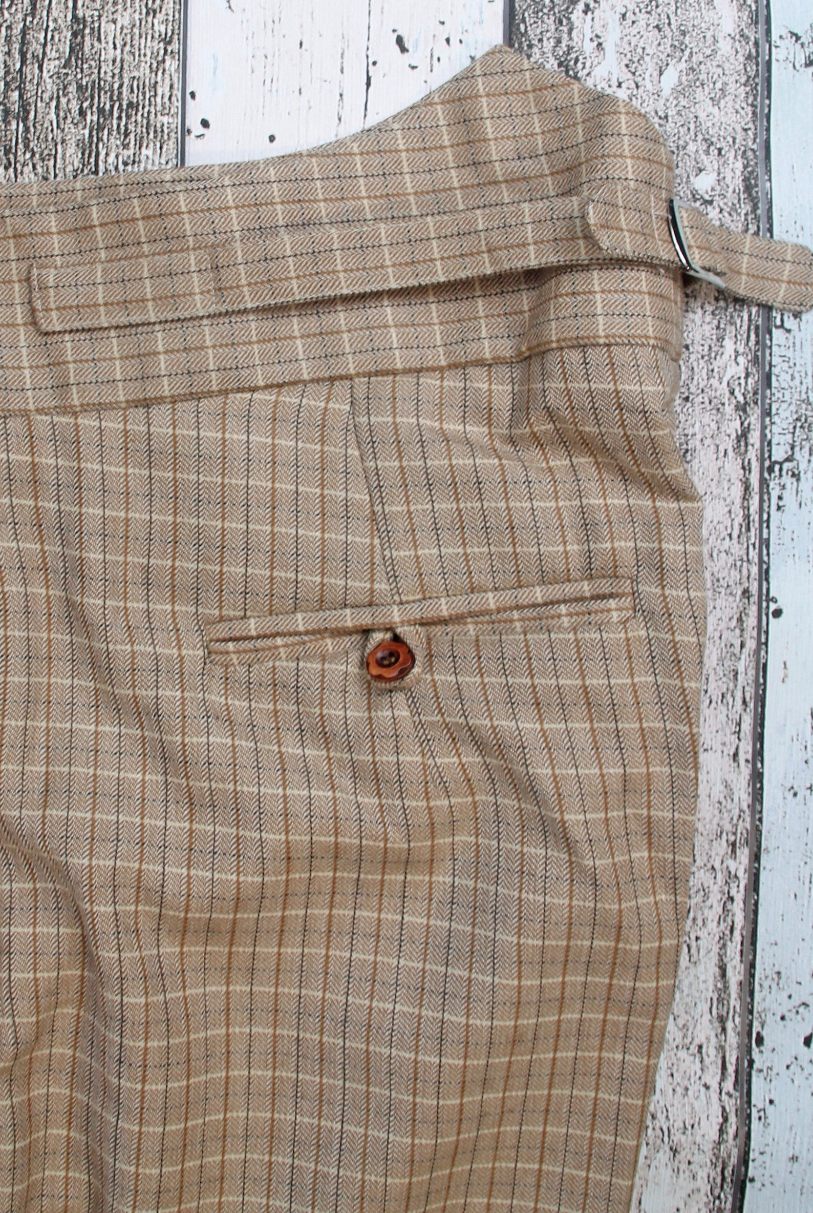 1940s High Waist Suit Trousers Vintage Style, Brown Beige Checkered ...