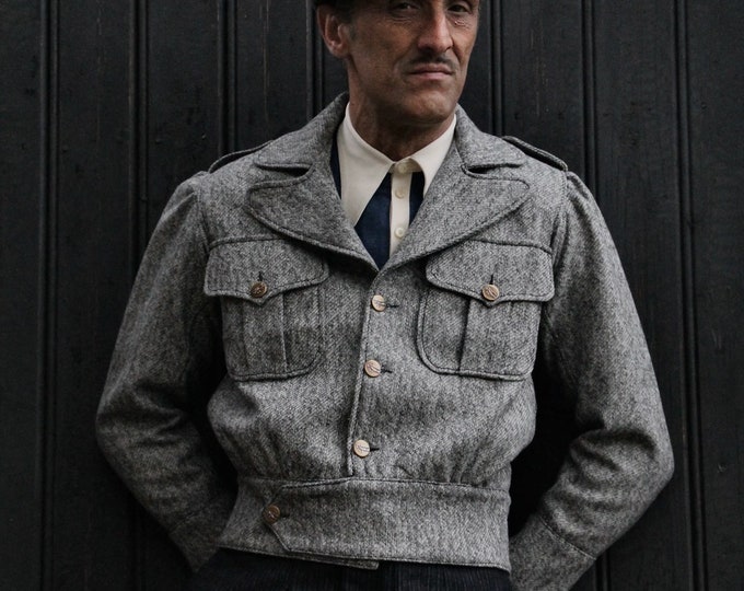 Ike Jacket Vintage Style 1940s Grey Wool, Eisenhower Jacket Wool Tweed ...