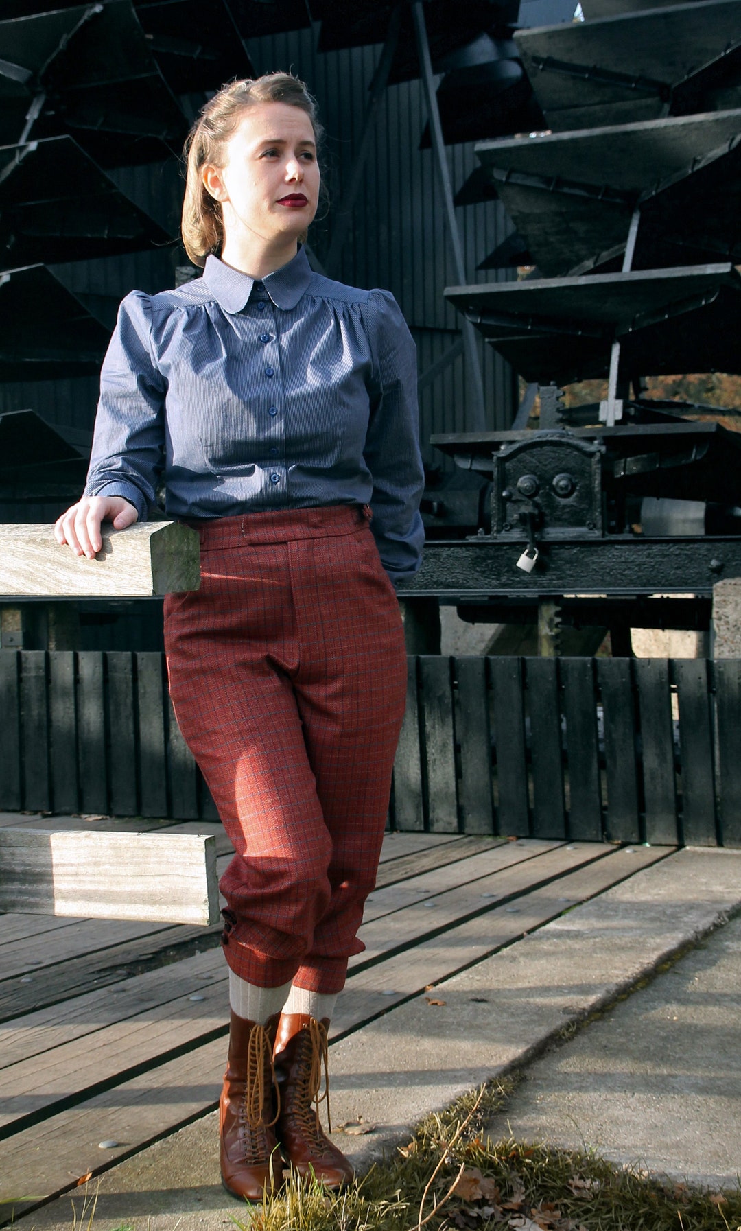 Ladies Knickerbockers – Red Check Wool Tweed Cycling Breeches, Vintage ...