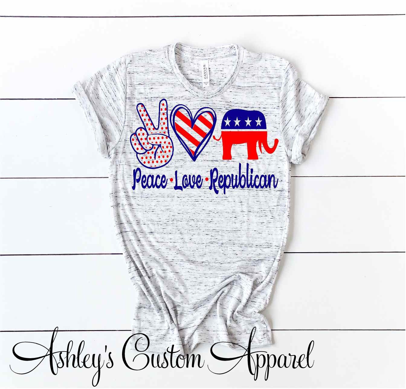 Peace Love Republican Political Shirts Conservative Tshirts for Women ...