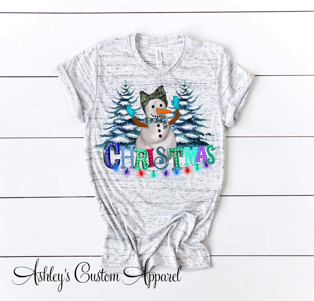 Cute Christmas Shirts for Women Trendy Snowman Christmas Tree Lights ...
