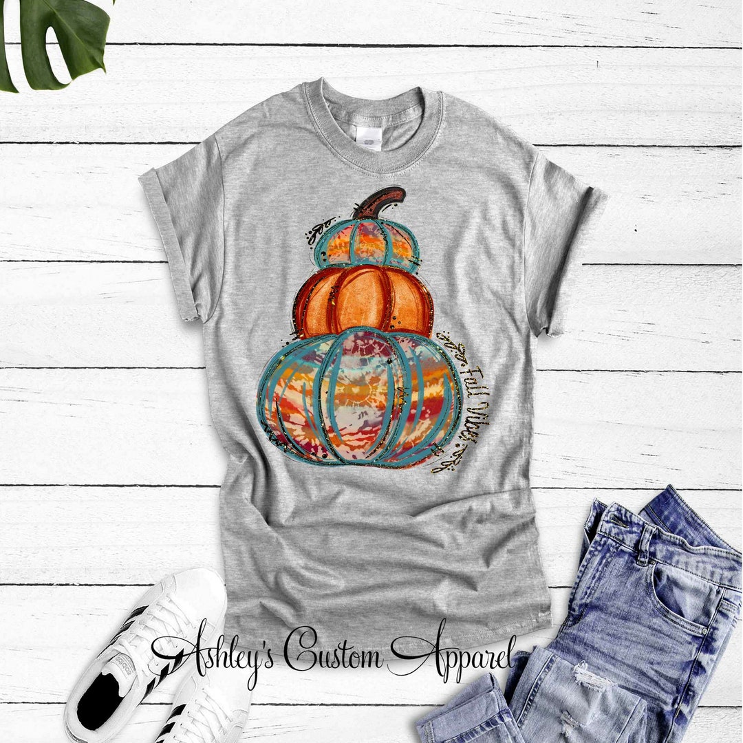 Fall Vibes Trendy Pumpkin Shirt Cute Tie Dye Fall Pumpkin Shirts for ...