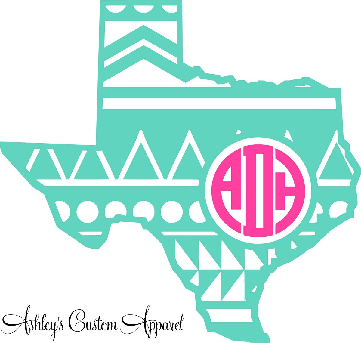 Monogram Texas Decal Aztec Print Monogrammed Decals Etsy