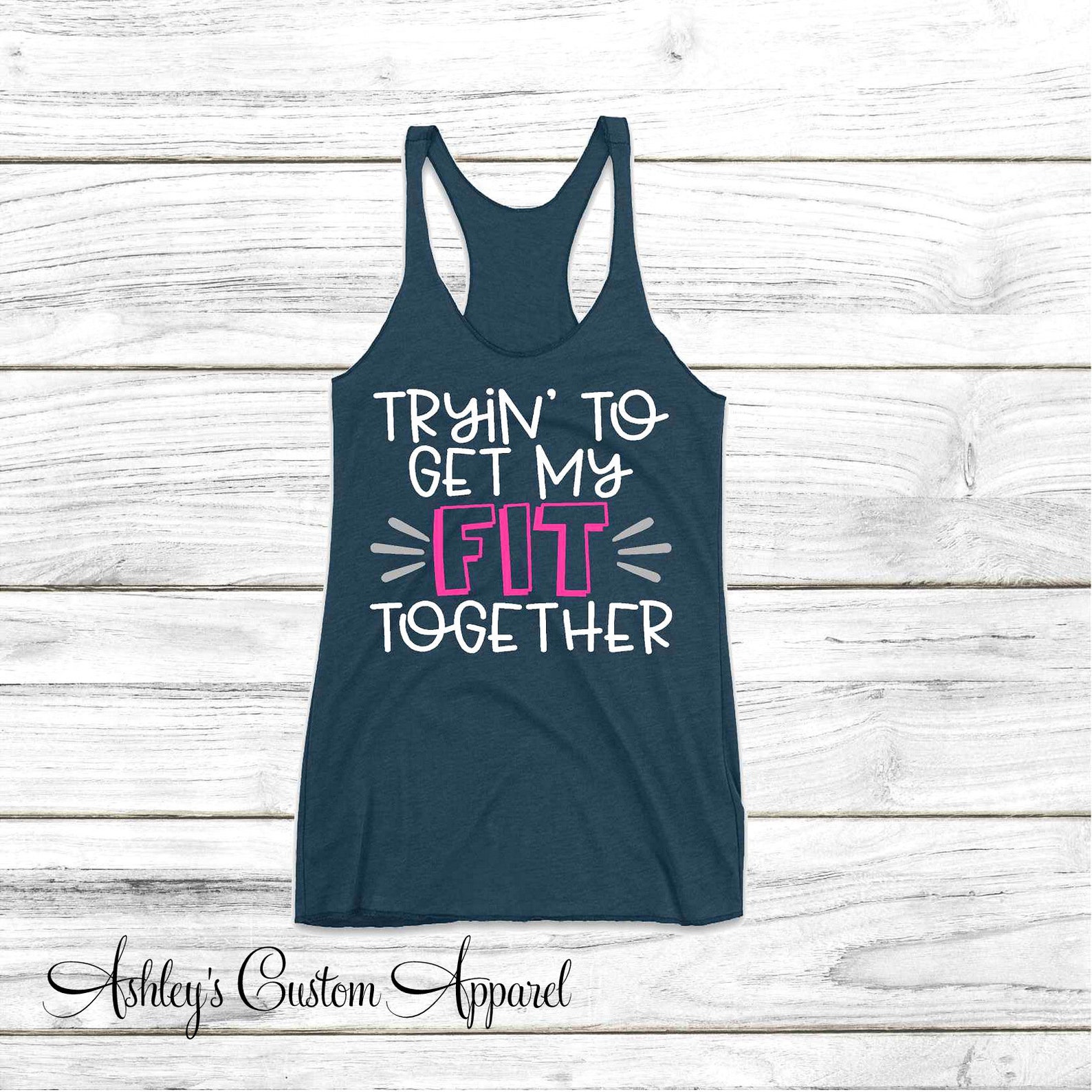 Funny Workout Tanks Womens Workout Tank Tops Trying to Get My Fit ...