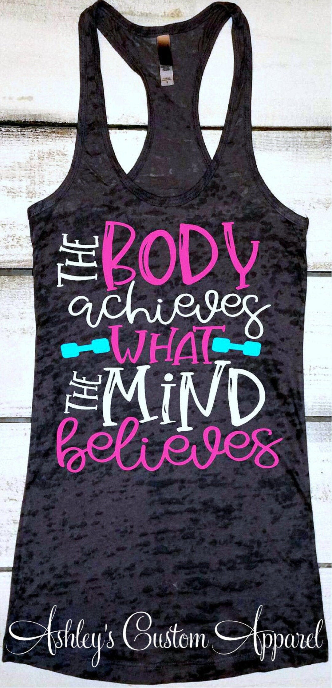 Womens Inspirational Workout Shirts the Body Achieves What the Mind ...