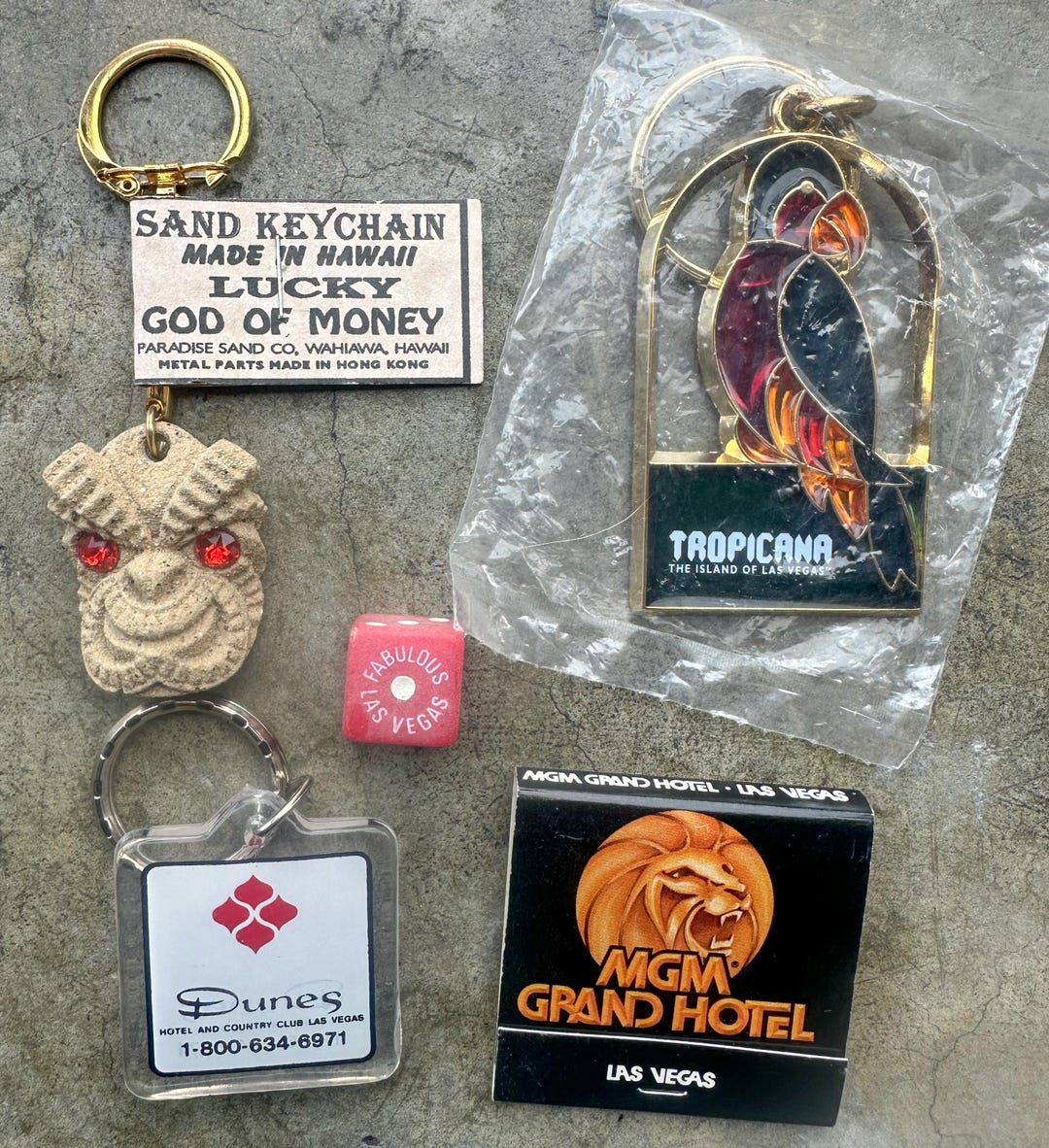 Vintage Las Vegas Tropicana Tiki God Keychain, Dunes Keychain ...