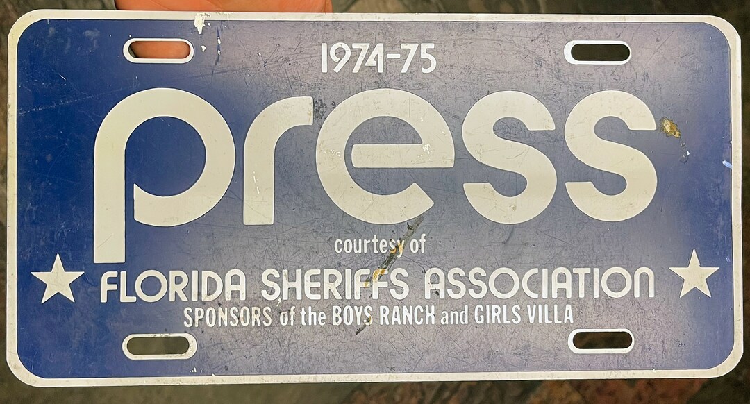 Vintage Press Courtesy of Florida Sheriffs Association License Plate ...