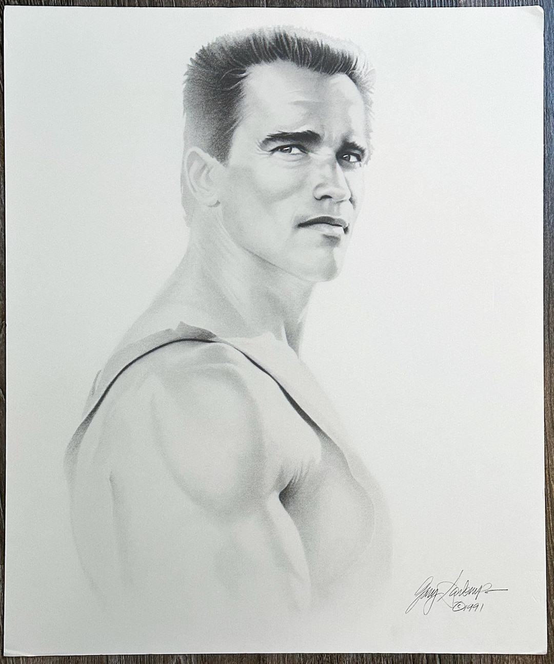Arnold Schwarzenegger Charcoal Drawing Art Lithograph by Gary Saderup ...