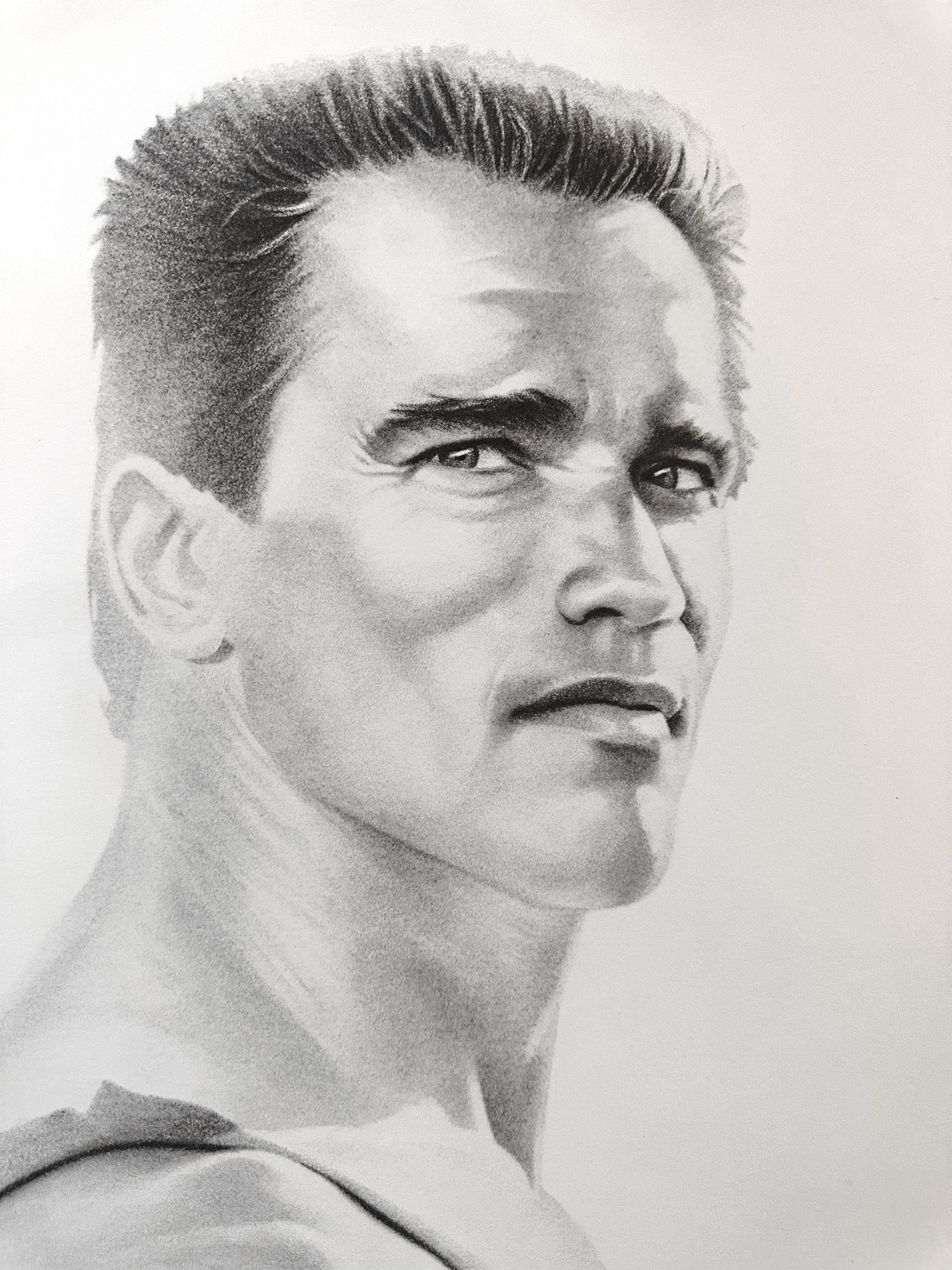 Arnold Schwarzenegger Charcoal Drawing Art Lithograph by Gary Saderup ...