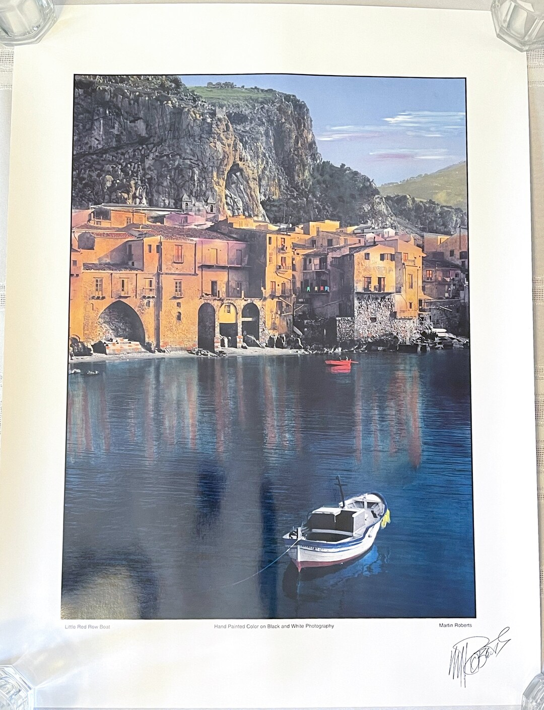 Martin Roberts Little Red Row Boat Hand Colored B&W Photography Signed ...