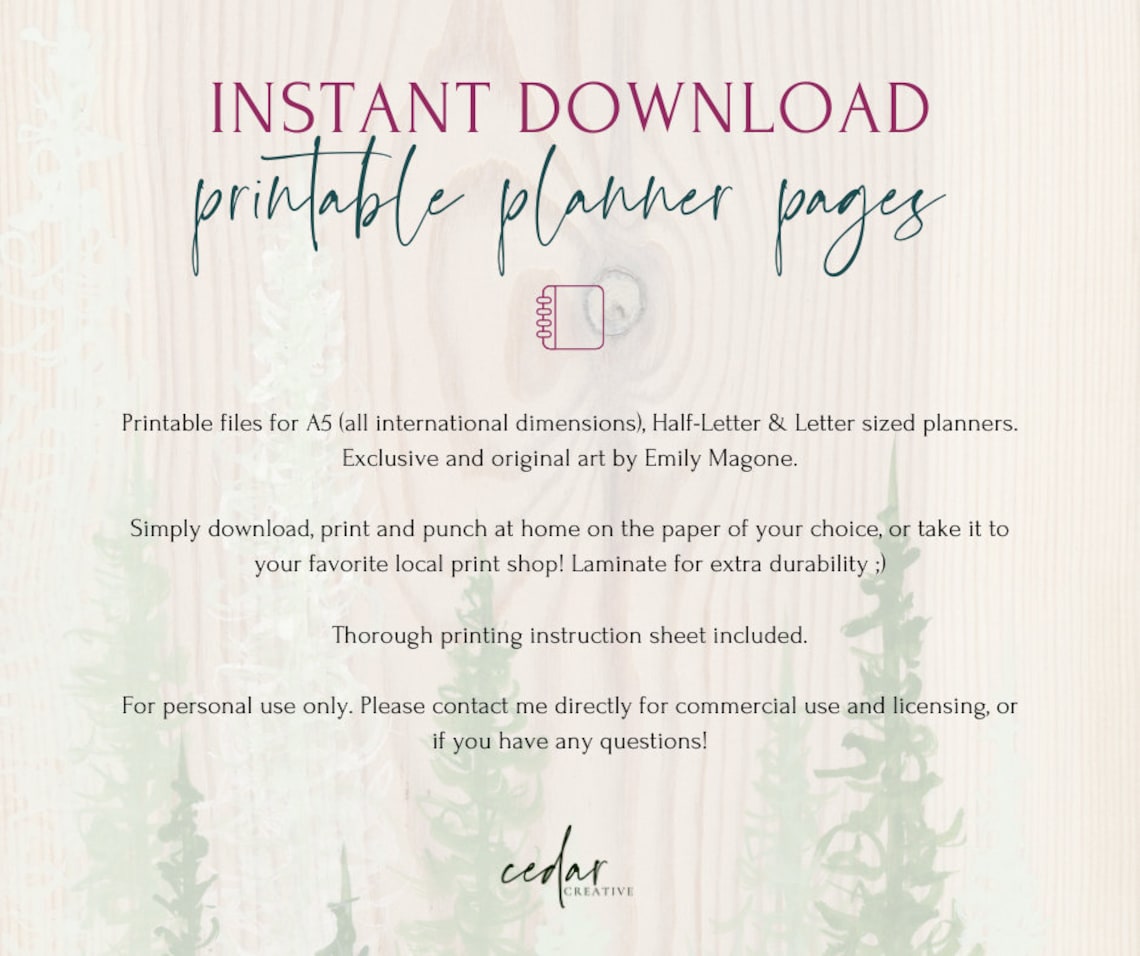 Printable Weekly Planner Pages Weekly Planner Inserts - Etsy