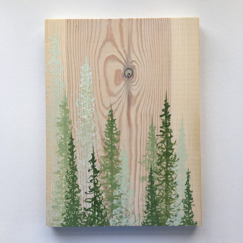 Original Tree Painting on Wood Tree Artwork Original - Etsy