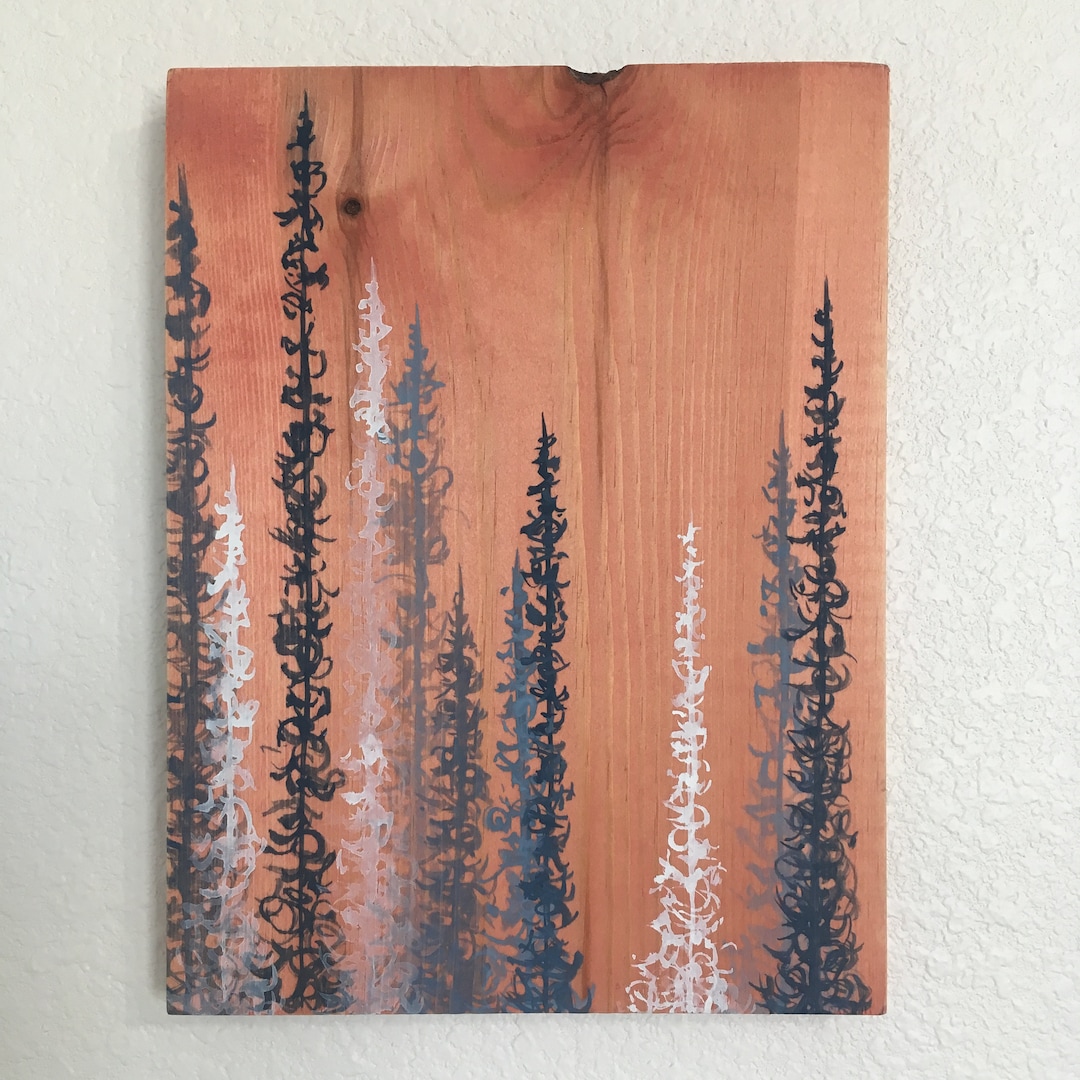 Original Tree Painting on Wood Tree Artwork Original Artwork Tree Wall ...