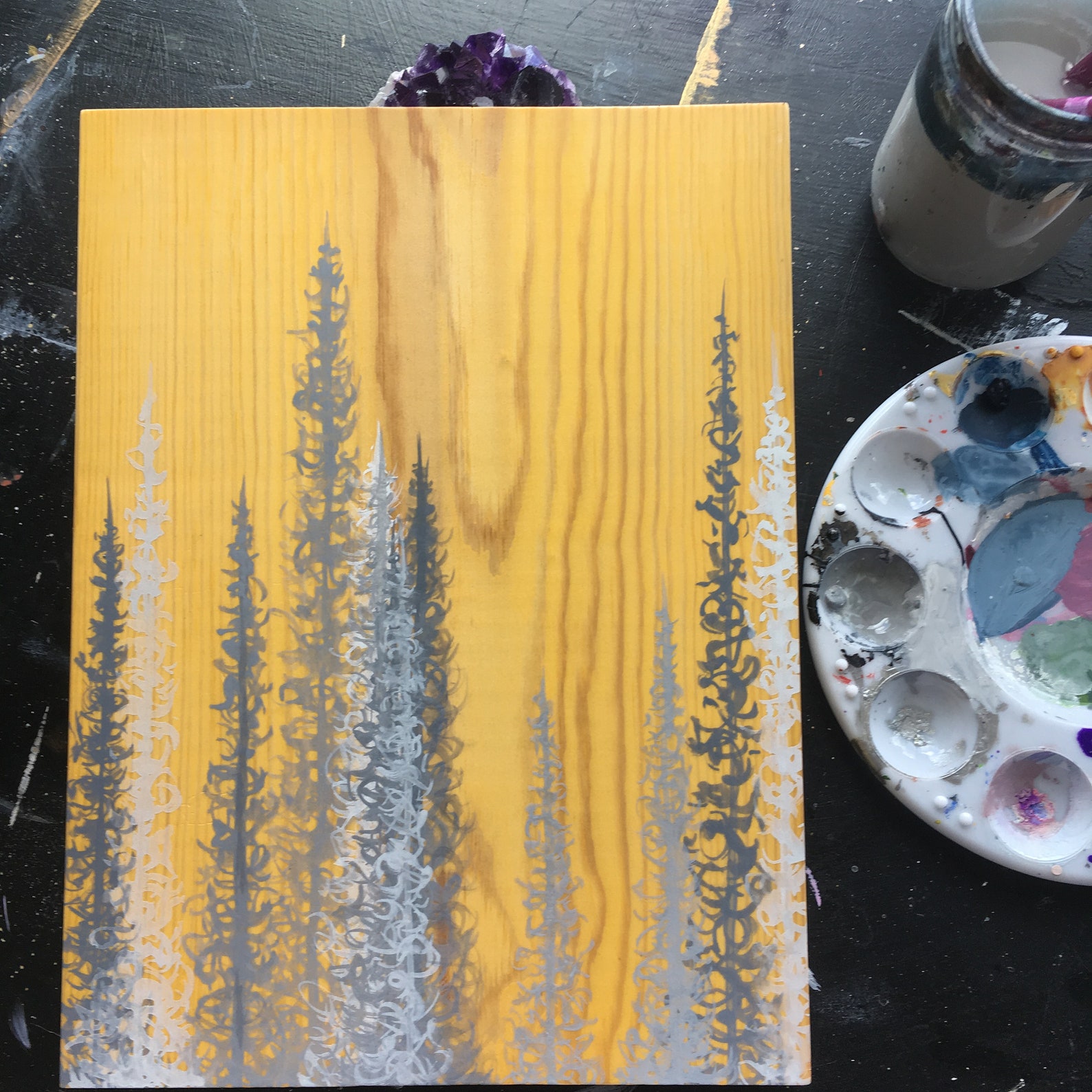 Original Tree Painting on Wood Tree Artwork Original - Etsy