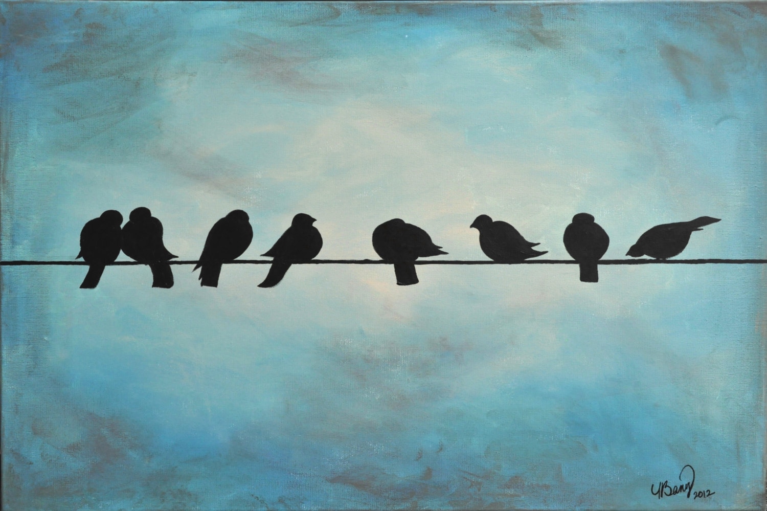 Birds On Wire Painting