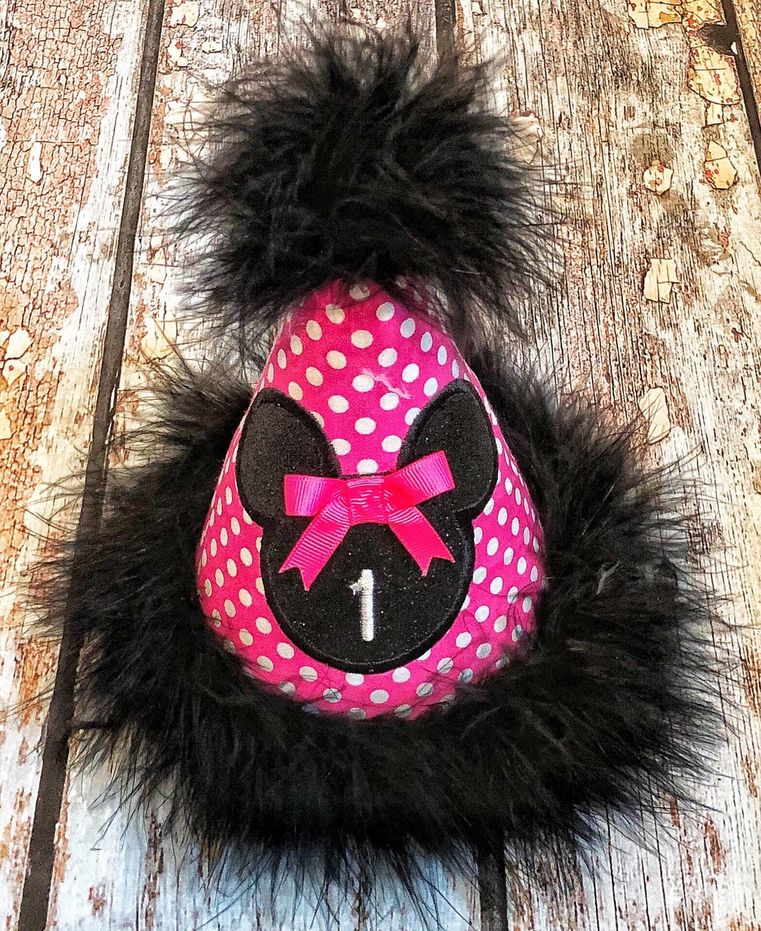 Personalized Minnie Mouse Birthday Party Hat: Polka Dot Fabric ...