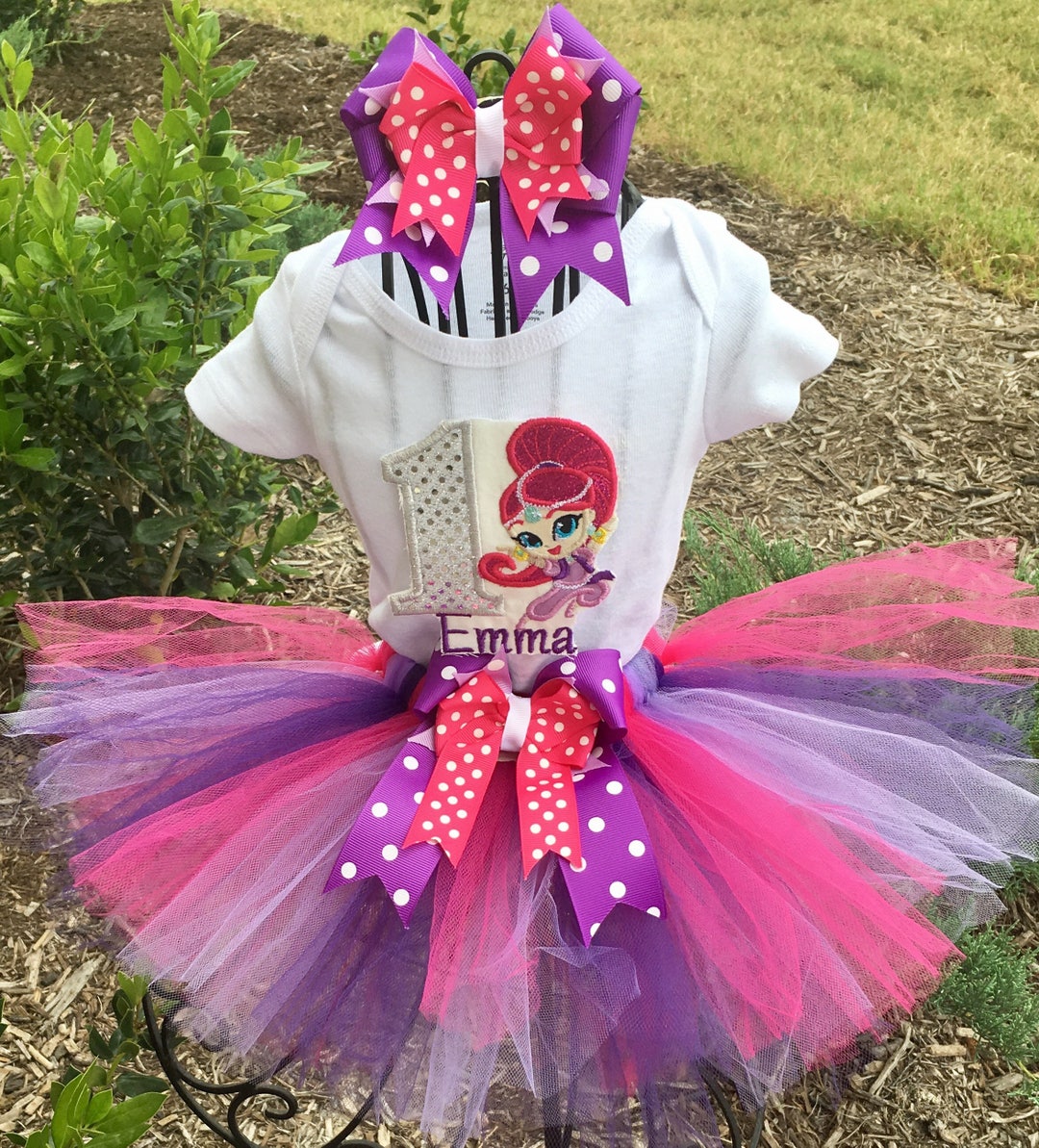 Shimmer and Shine Birthday Tutu Outfit: Embroidered Bodysuit & Bows - Etsy