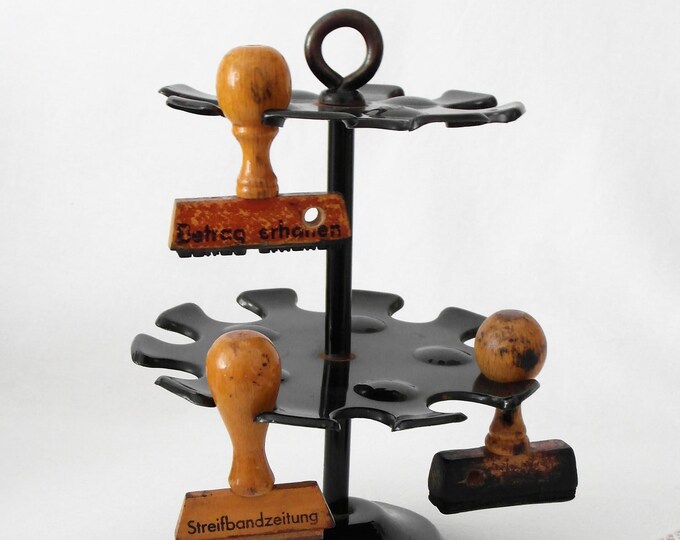 Antique Stamp Stand & Stamp Black Metal Carousel 2 Tier for Office and ...