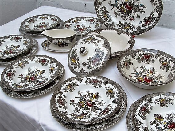 Enoch WEDGWOOD Tableware ASIATIC PHEASANTS for 6 persons Old | Etsy