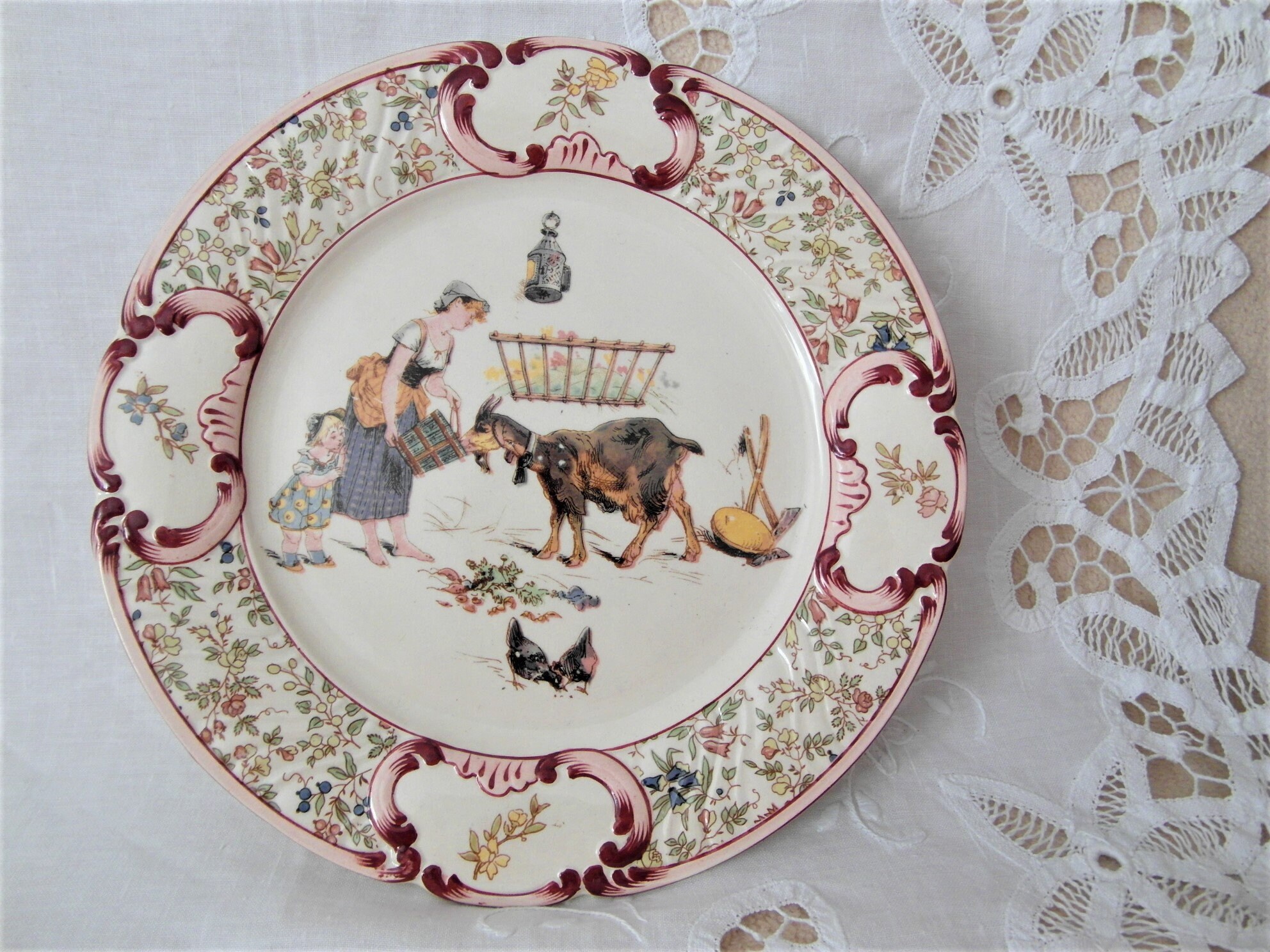 Kitchen Storage Confiture pot Sarreguemines Fruit Cherry jam server ...