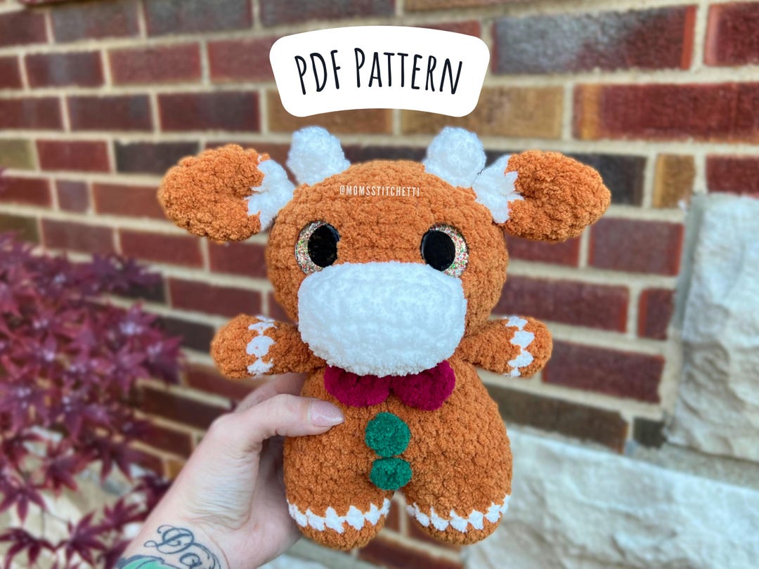 Low Sew Gingerbread Cow Crochet Pattern, Christmas Amigurumi ...