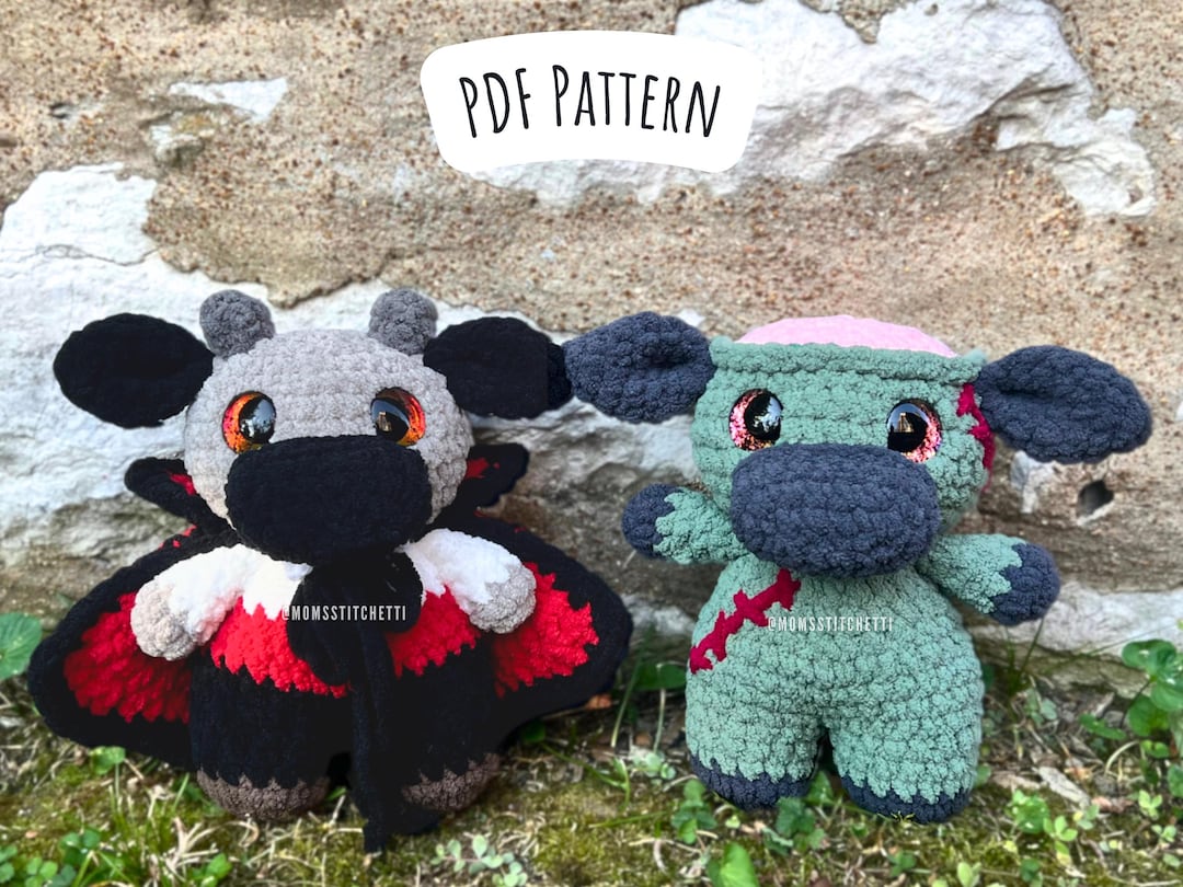 Low Sew Vampire and Zombie Cow Crochet Pattern Bundle, Halloween ...