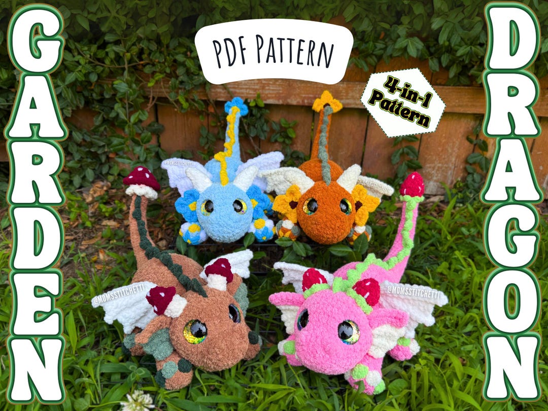 Garden Dragon Crochet Pattern, Amigurumi Instructions, Strawberry ...