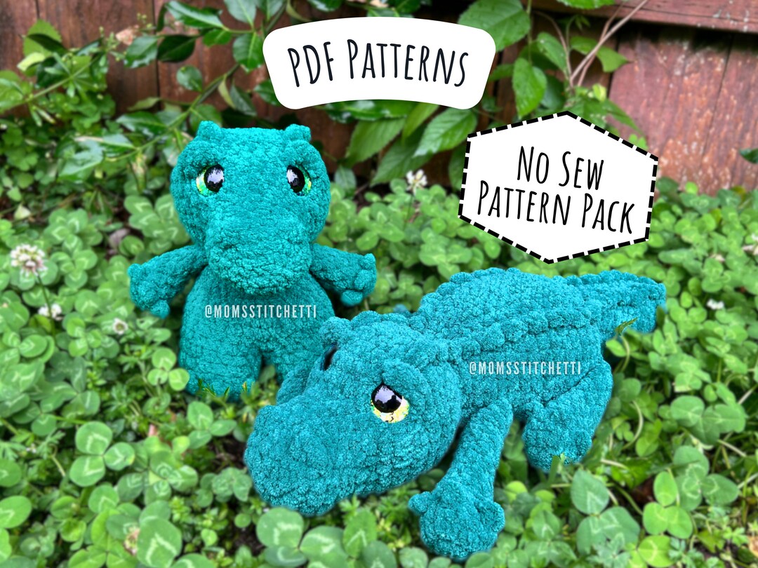 No Sew Alligator and Crocodile Crochet Pattern Bundle, Reptile ...