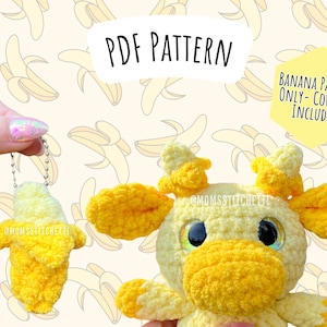 No Sew Mini Banana Crochet Pattern, Keychain Amigurumi Instructions ...