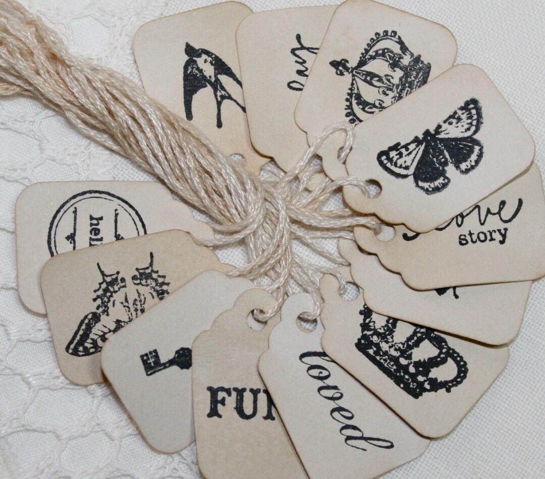 One Dozen Gift Tags // Assorted Mini Gift Tags // Small Gift Tag // Set ...