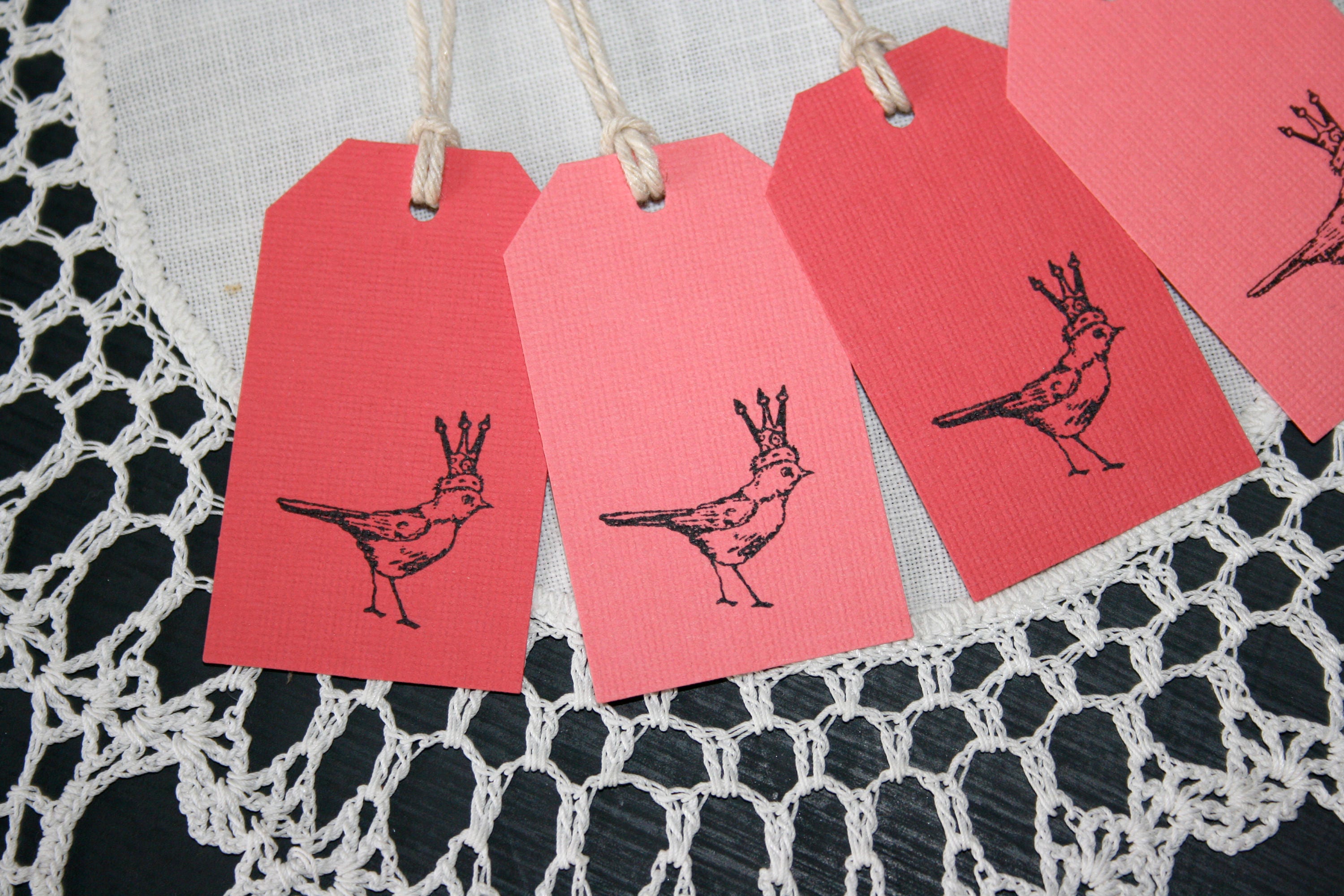 Bird and Crown Tags // Bird Gift Tags // Set of 4 Gift Tags // - Etsy