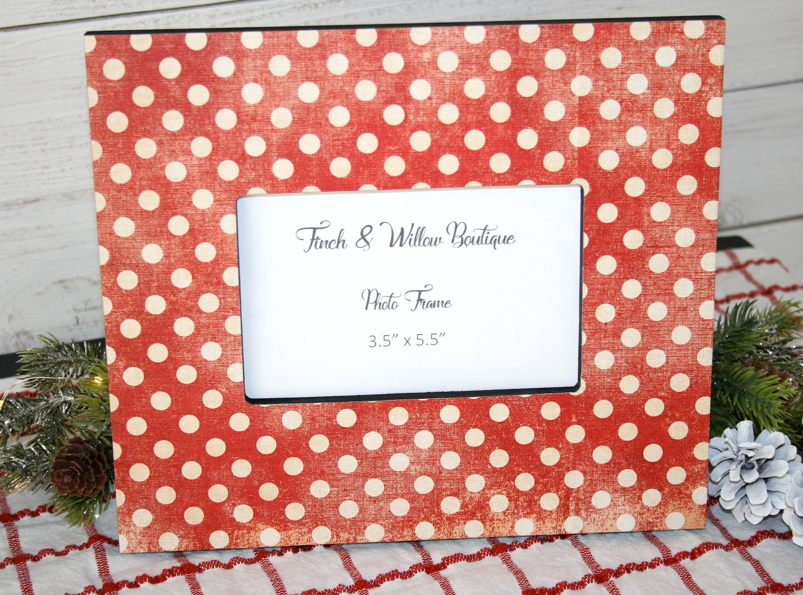 Red and white frame Christmas Picture frame Christmas Decor | Etsy